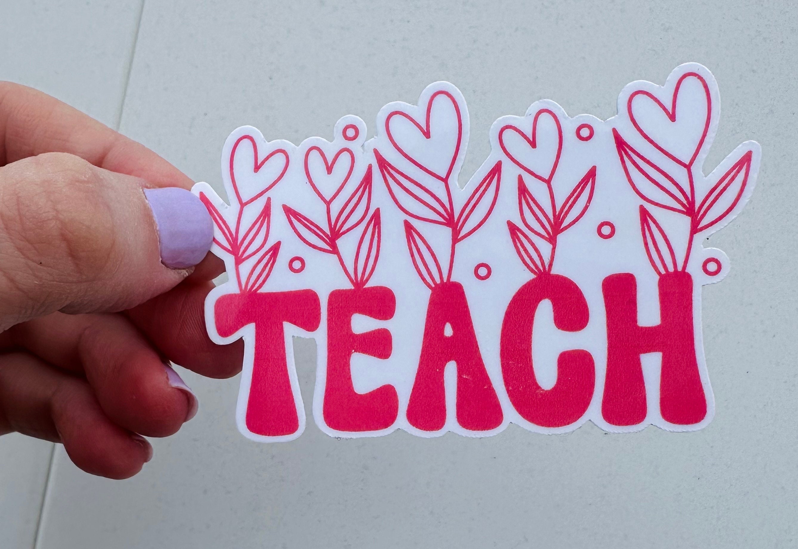 Teacher Die Cut Sticker, Teach Sticker, Colorful Teach Sticker, Peel ...