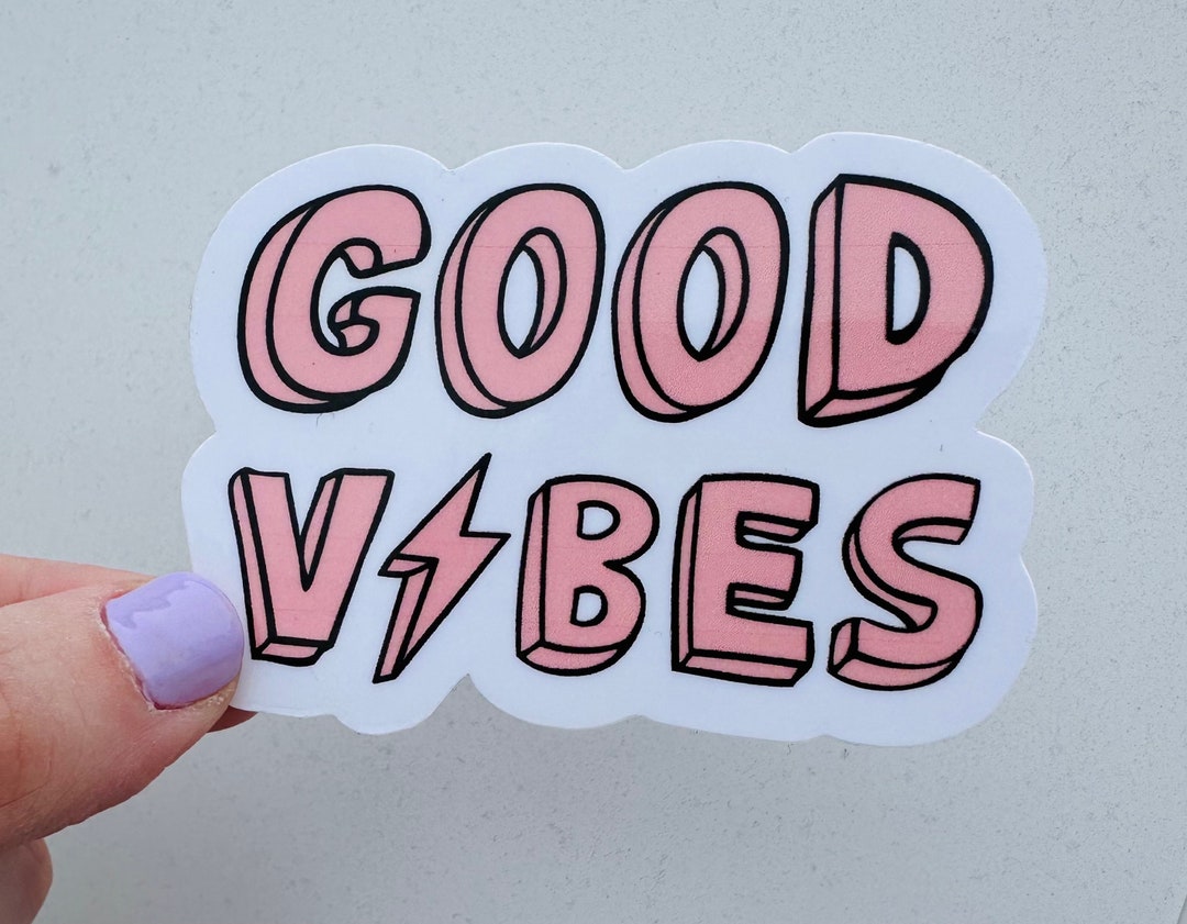 Good Vibes Die Cut Sticker, Good Vibes Sticker, Pink Good Vibes, Peel ...