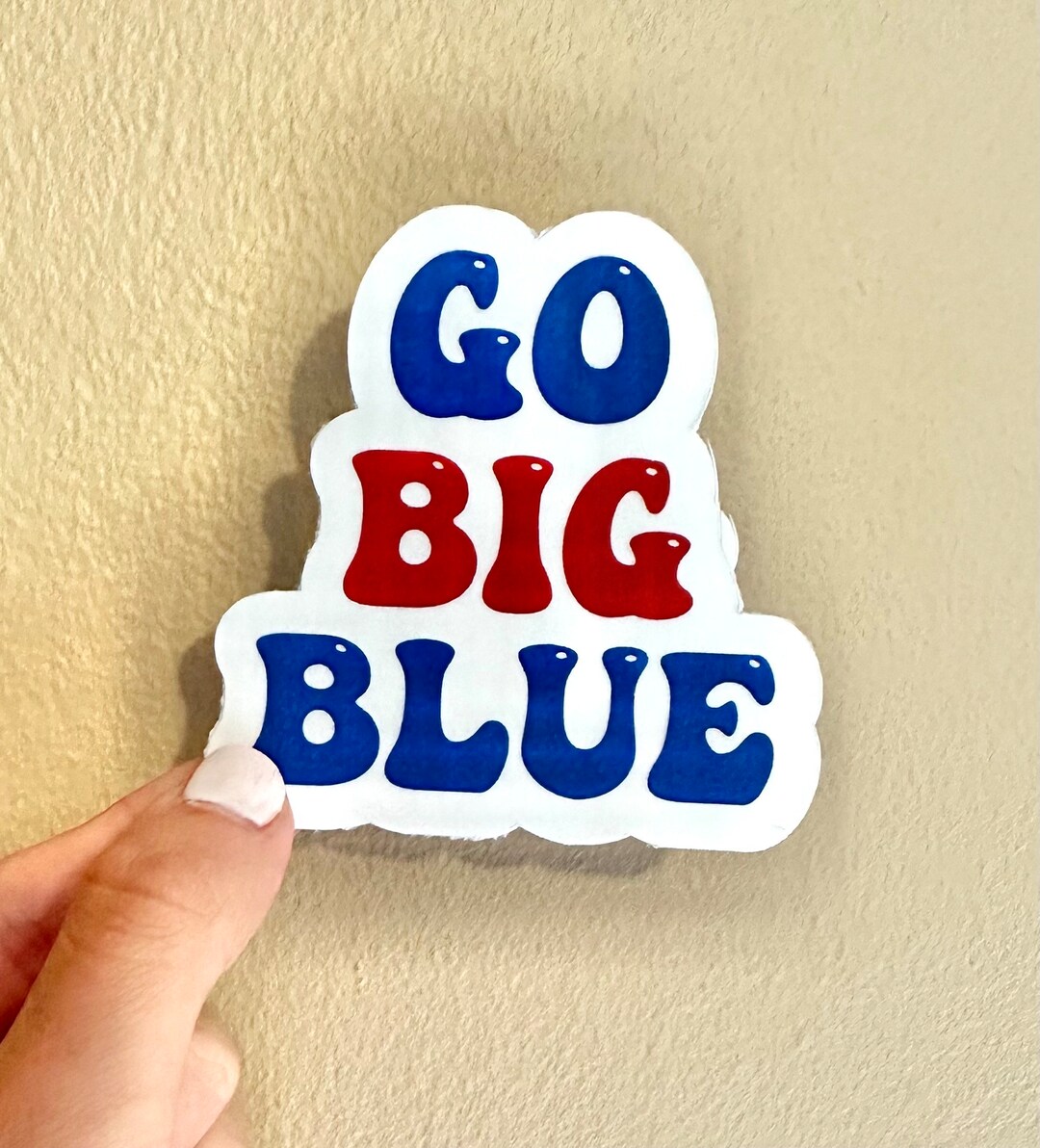 Go Big Blue Die Cut Sticker, Football Lover Sticker, Giants Football ...
