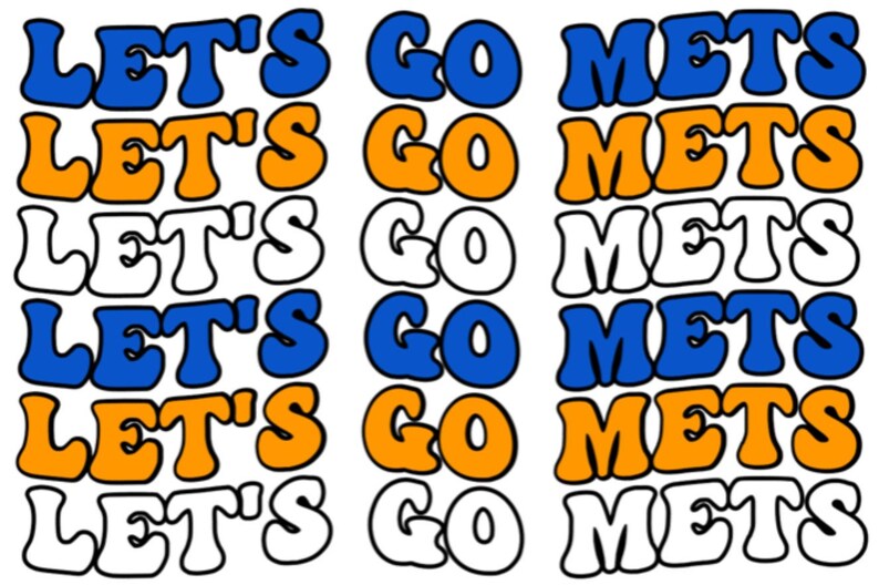 Lets Go Mets Wavy Stacked Digital SVG, for Cricut Use, Mets Orange ...