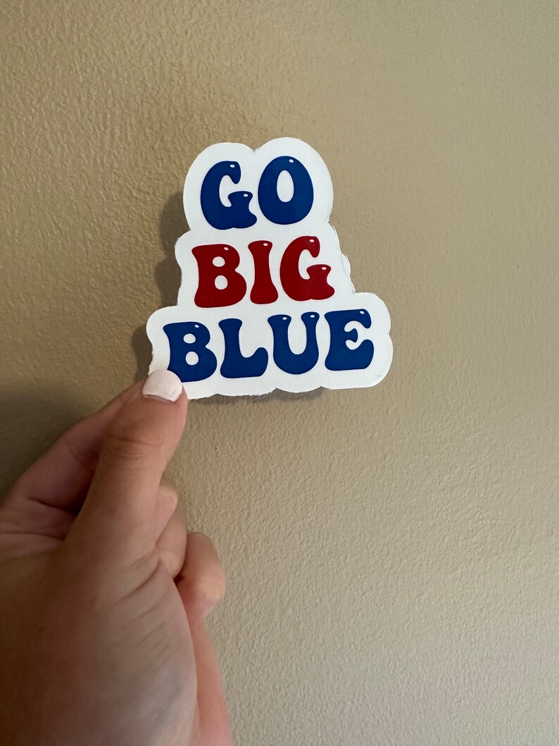 Go Big Blue Die Cut Sticker, Football Lover Sticker, Giants Football ...