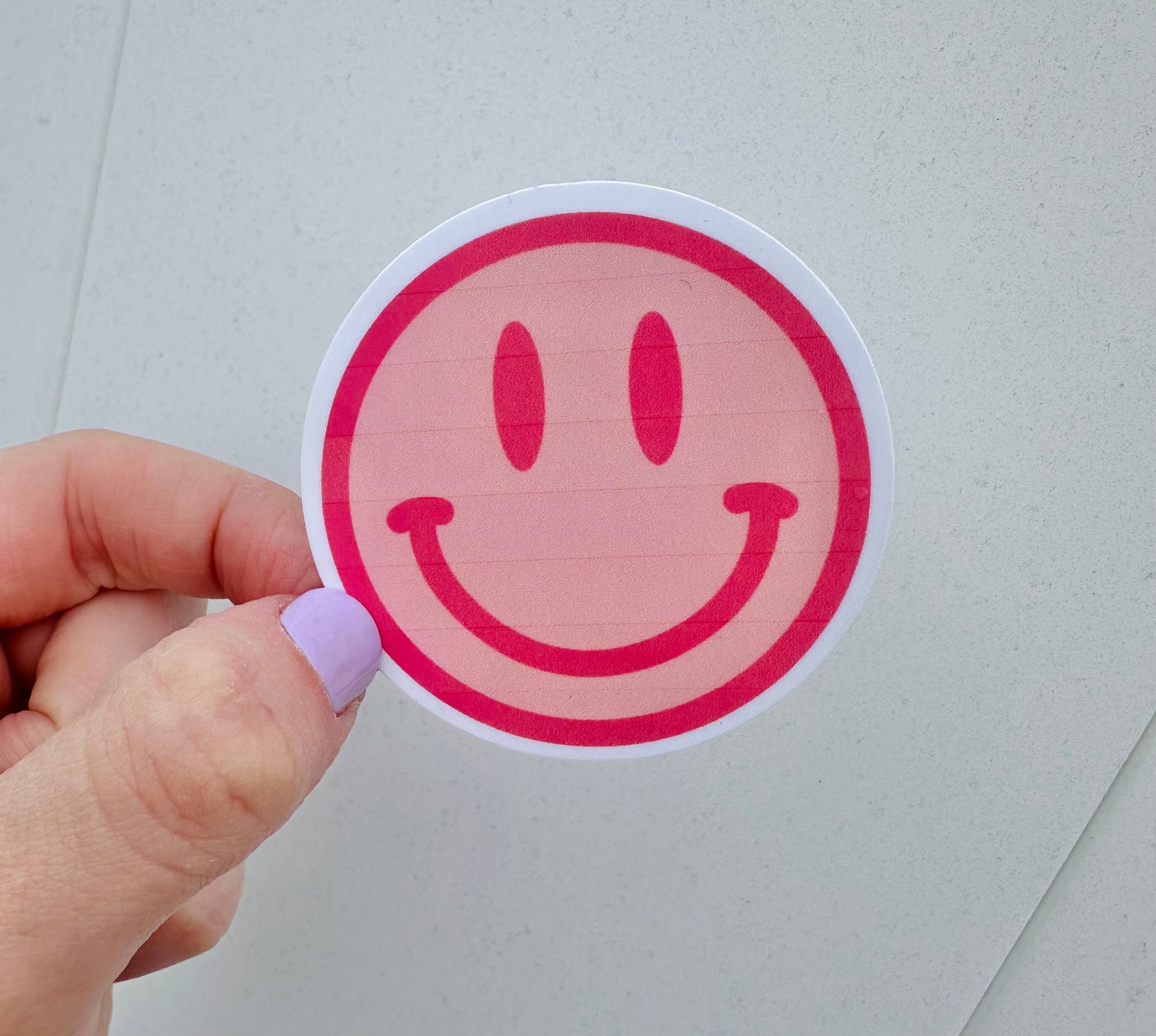 Smiley Face Die Cut Sticker, Smile Sticker, Colorful Smiley Face ...