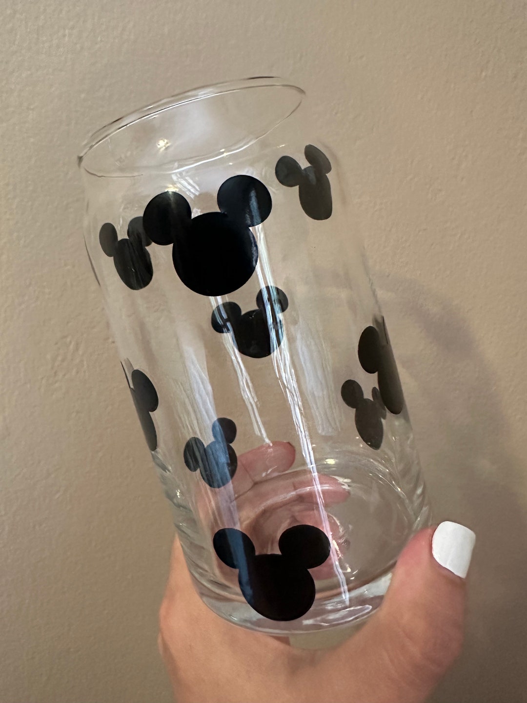 Mickey Mouse Glass Cup, Cup With Lid and Straw, Mickey Glass, Disney ...