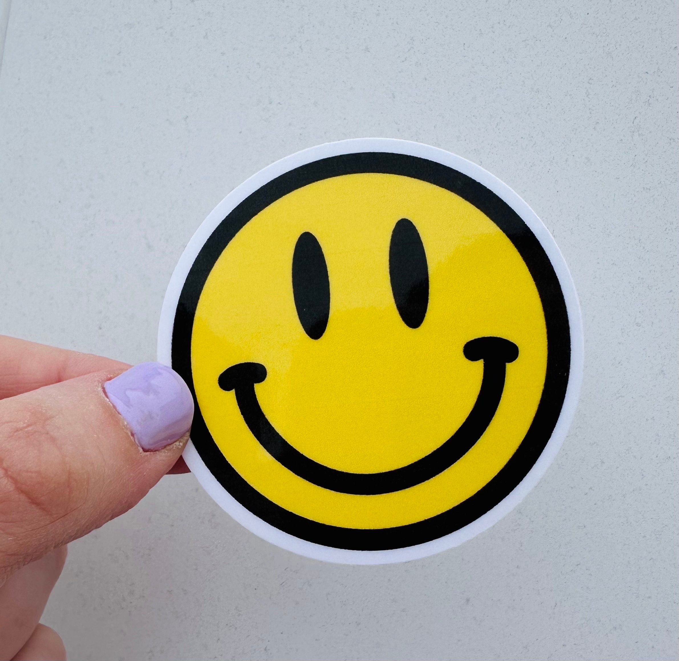 Smiley Face Die Cut Sticker, Smile Sticker, Colorful Smiley Face ...