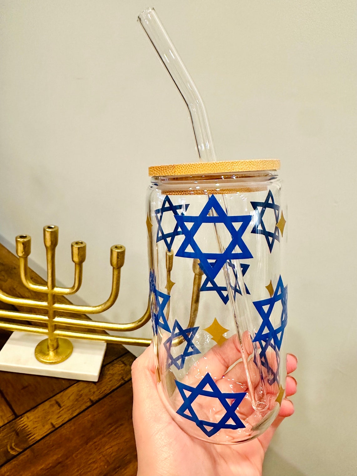 Star of David Cup, Holiday Cup, Jewish Star Cup, Hannukah Cup, Glass ...