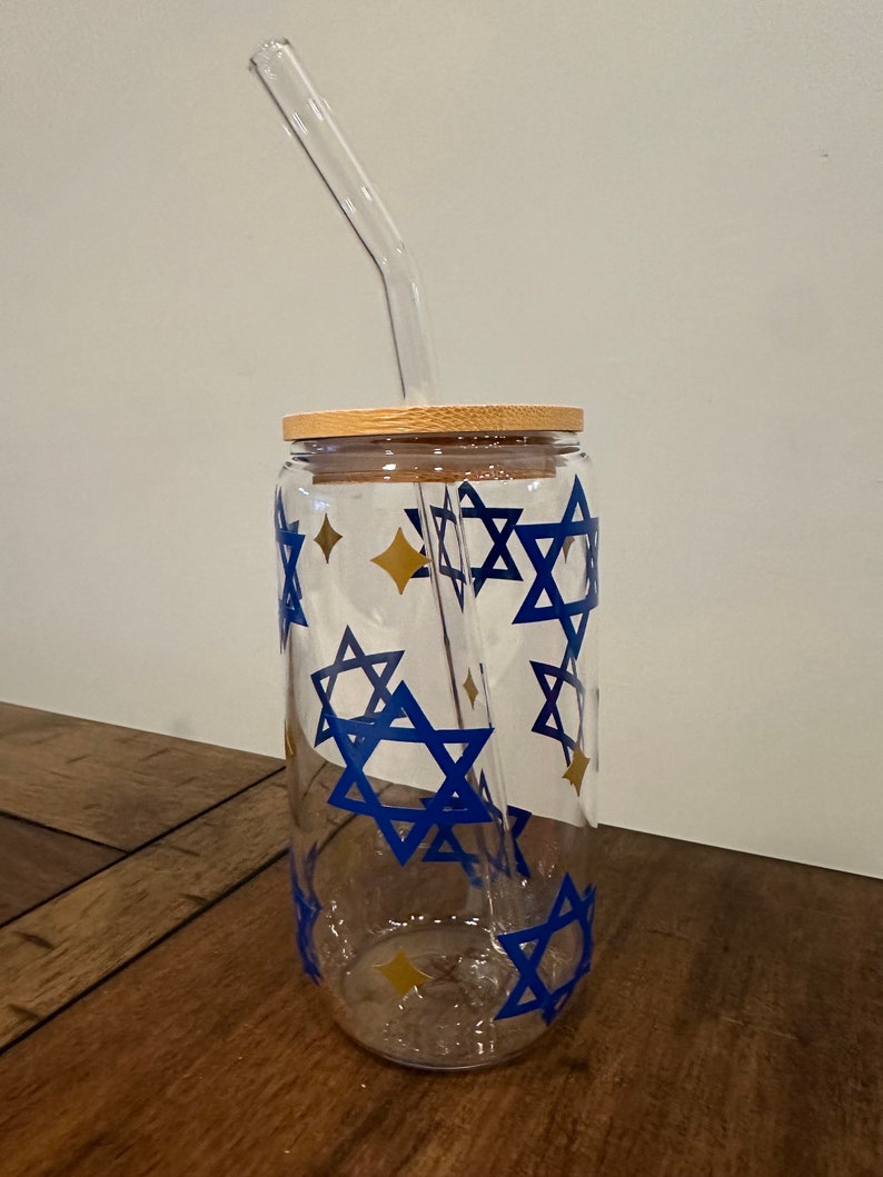 Star of David Cup, Holiday Cup, Jewish Star Cup, Hannukah Cup, Glass ...