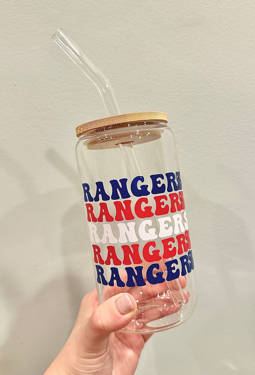 Rangers Glass Cup, Rangers Cup, Glass Cup Straw and Lid, Glass Cup ...