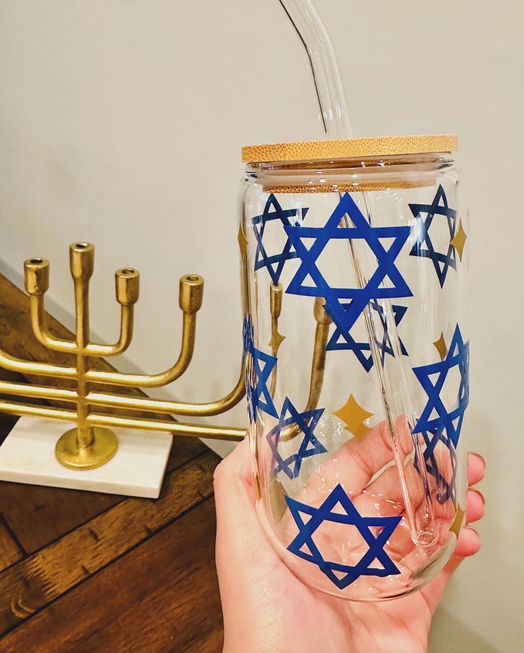 Star of David Cup, Holiday Cup, Jewish Star Cup, Hannukah Cup, Glass ...