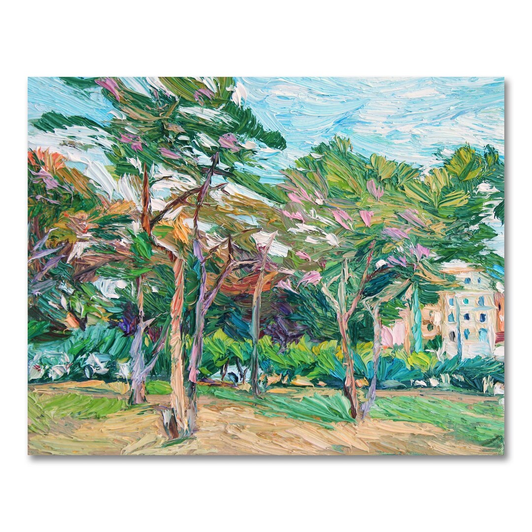 Landscape Oil Painting, Textured Trees Painting, Textured Art, Gift ...
