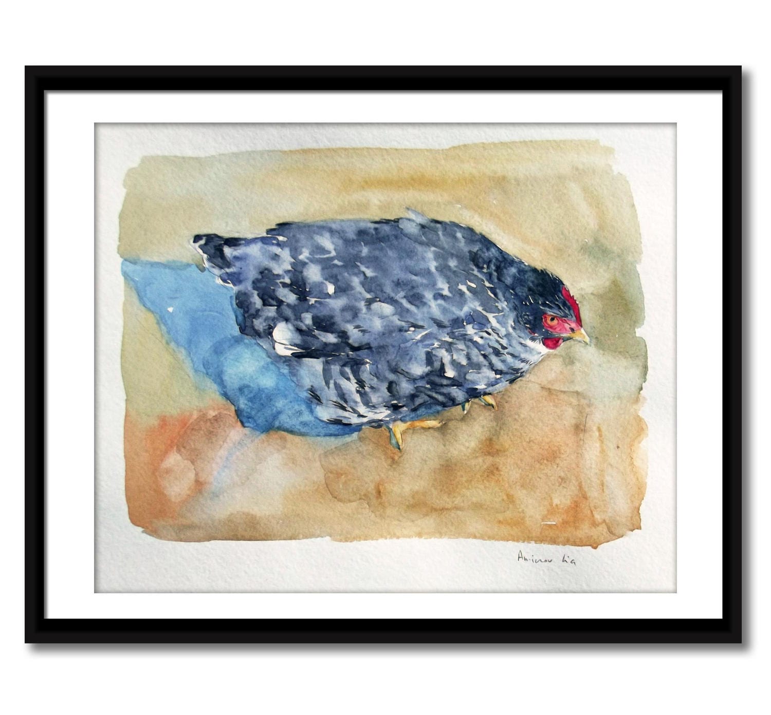 Original watercolor painting hen painting watercolor | Etsy