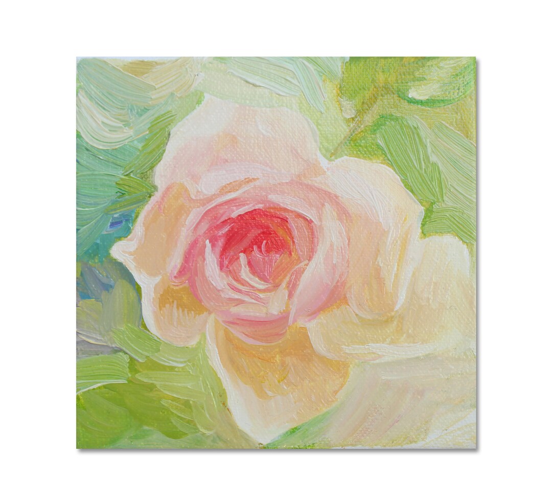Pink Rose Oil Painting: Textured Floral Impasto Art - Etsy