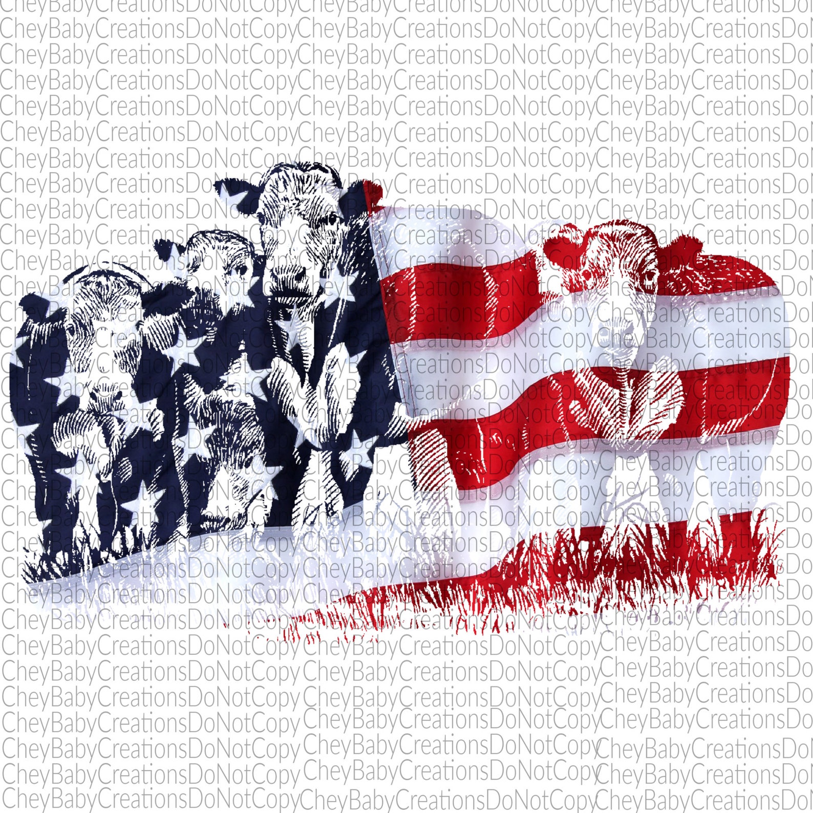 Cow American Flag Sublimation Transfer, Cattle Sublimation, American ...
