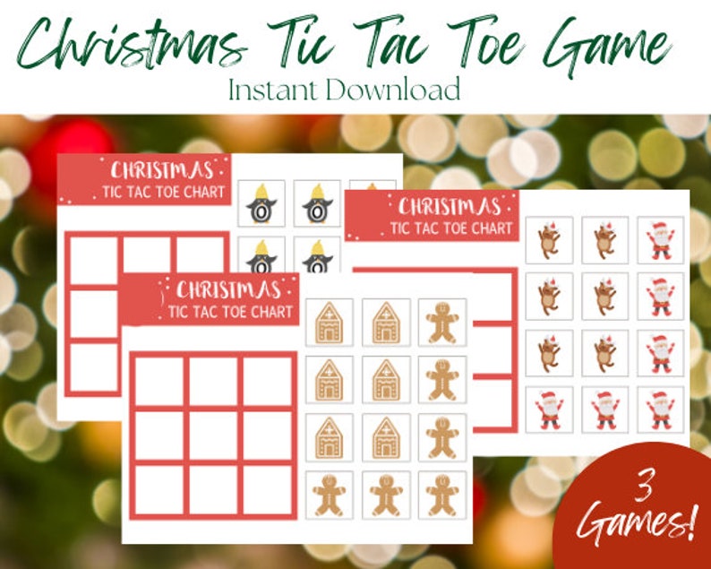 Tic Tac Toe Christmas Kid's Printable Game / Instant - Etsy
