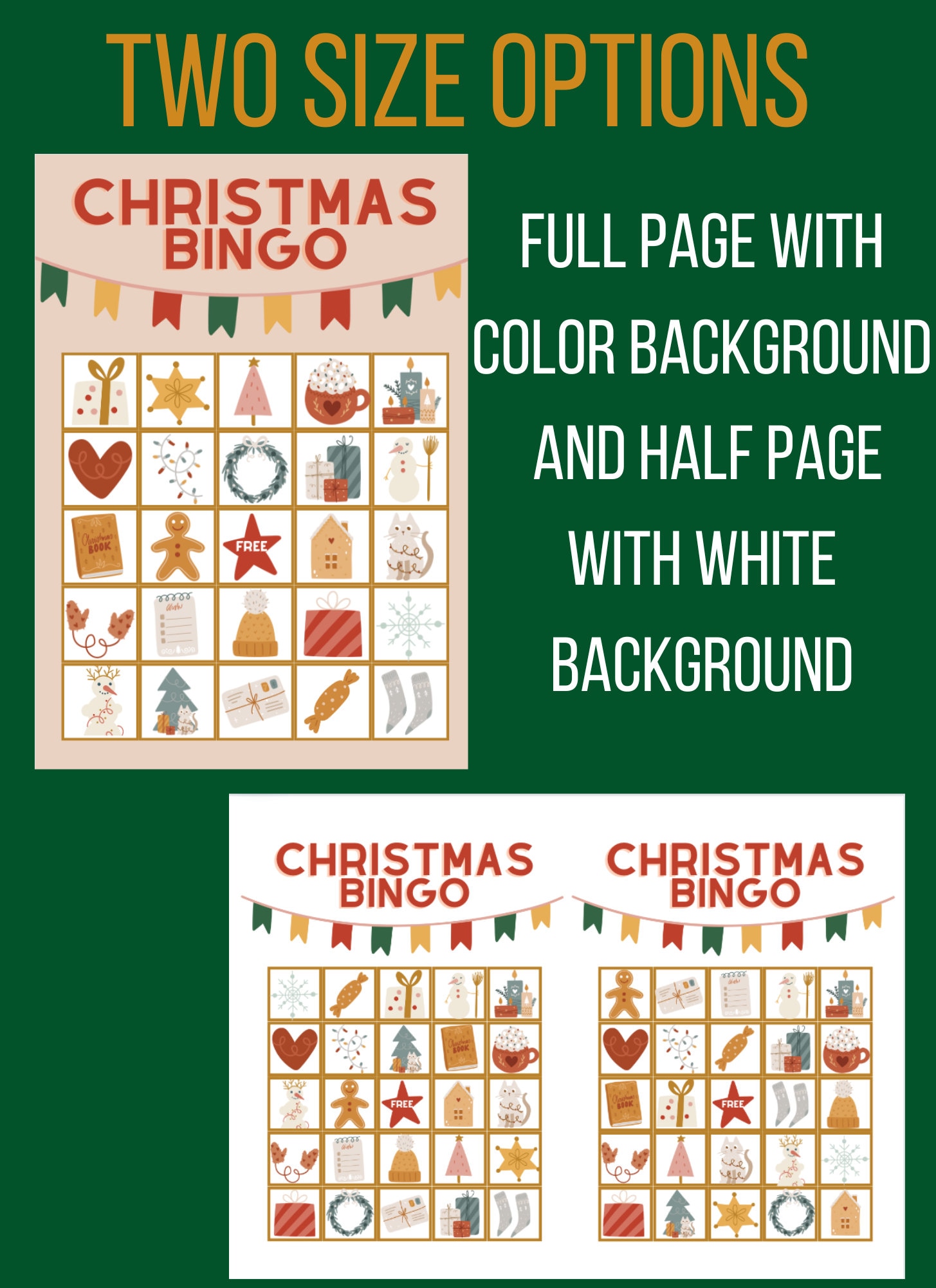10 Christmas Bingo Cards Printable, Christmas Printables - Etsy