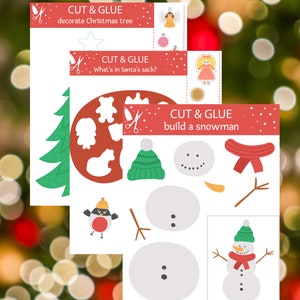 Christmas Kids Cut and Glue Activity - Set of 3 / Instant Download - Etsy