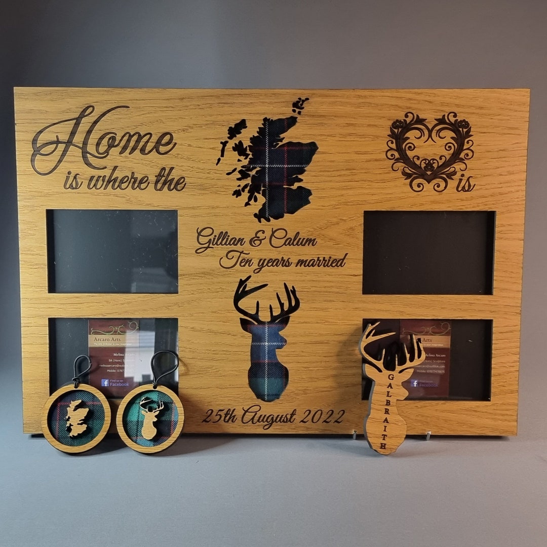 Scottish Tartan Wedding Personalised Frame, Scotland Map and Stag FREE ...