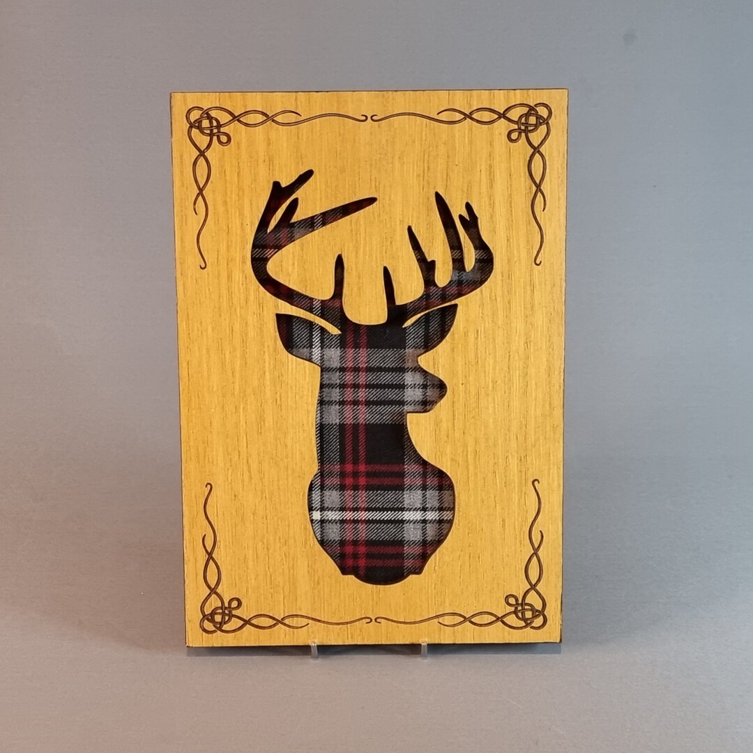 Scottish Stag Oak Frame With Tartan & Celtic Knot Design - Etsy UK