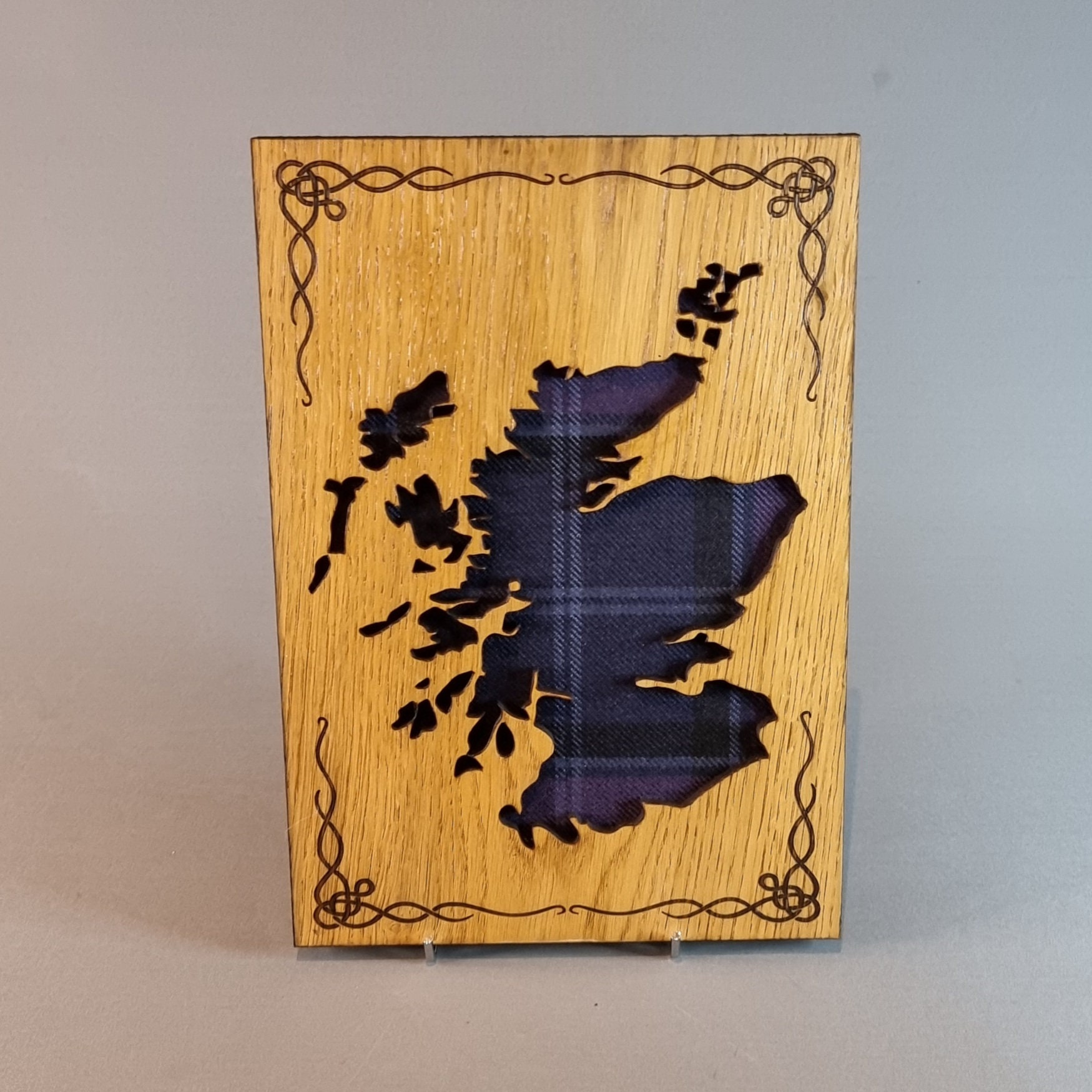 Scotland Map Oak Frame With Tartan & Celtic Knot Design - Etsy