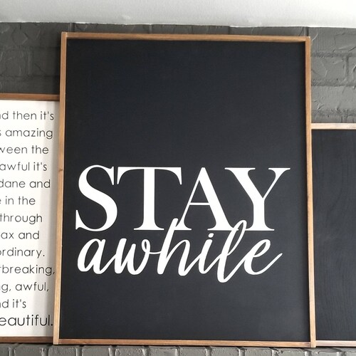 Stay Awhile Sign Large Round Sign Wood Sign Home Decor - Etsy