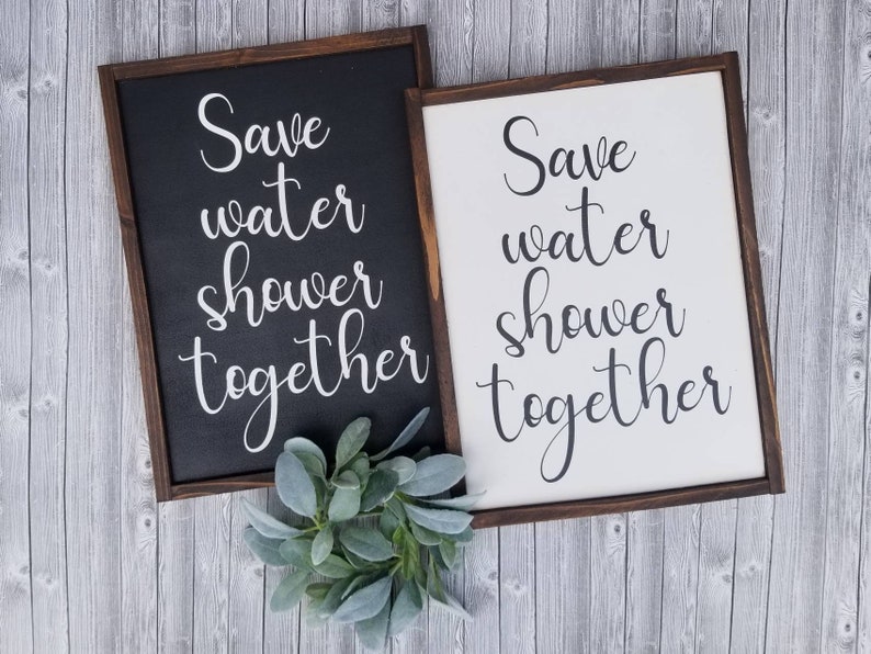 Save Water Shower Together Wood Sign Bathroom Wall Decor Etsy
