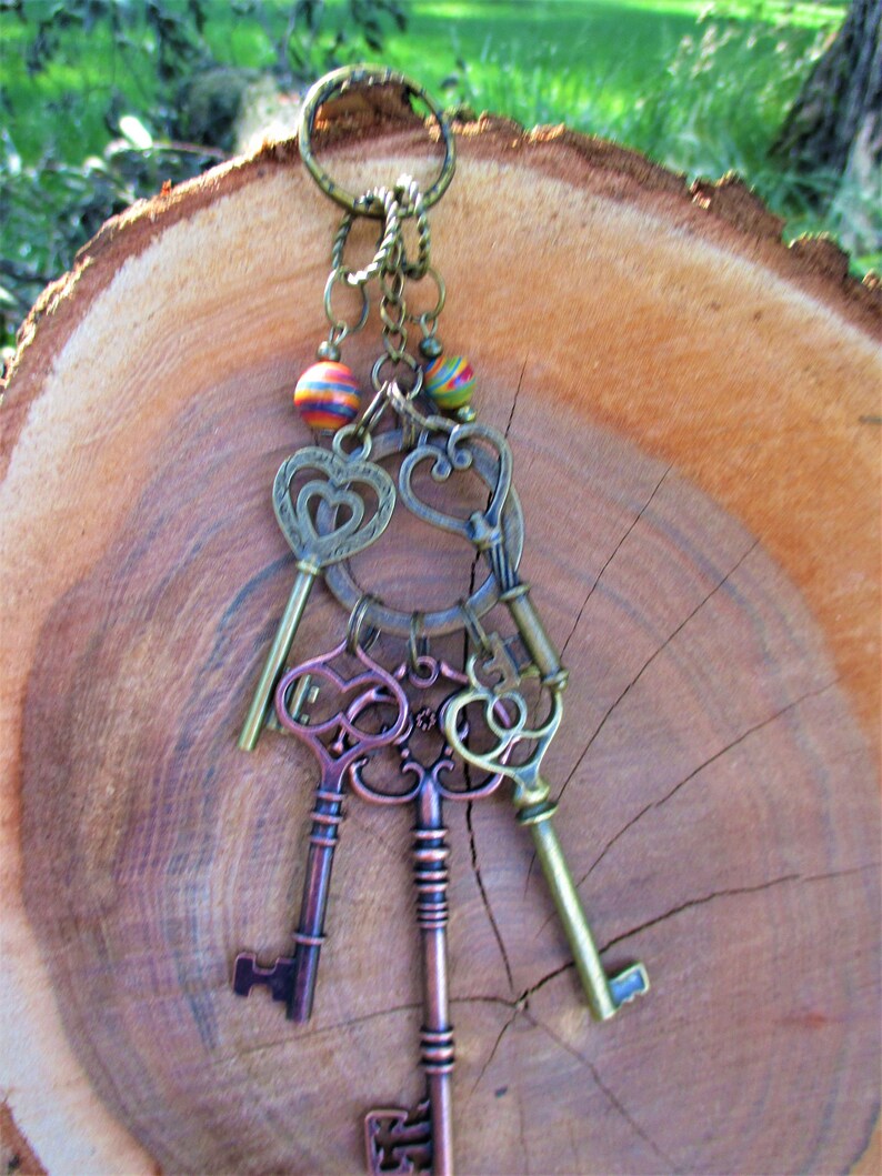 Antique Effect Skeleton Bunch of Keys Bronze Copper Key-chain - Etsy