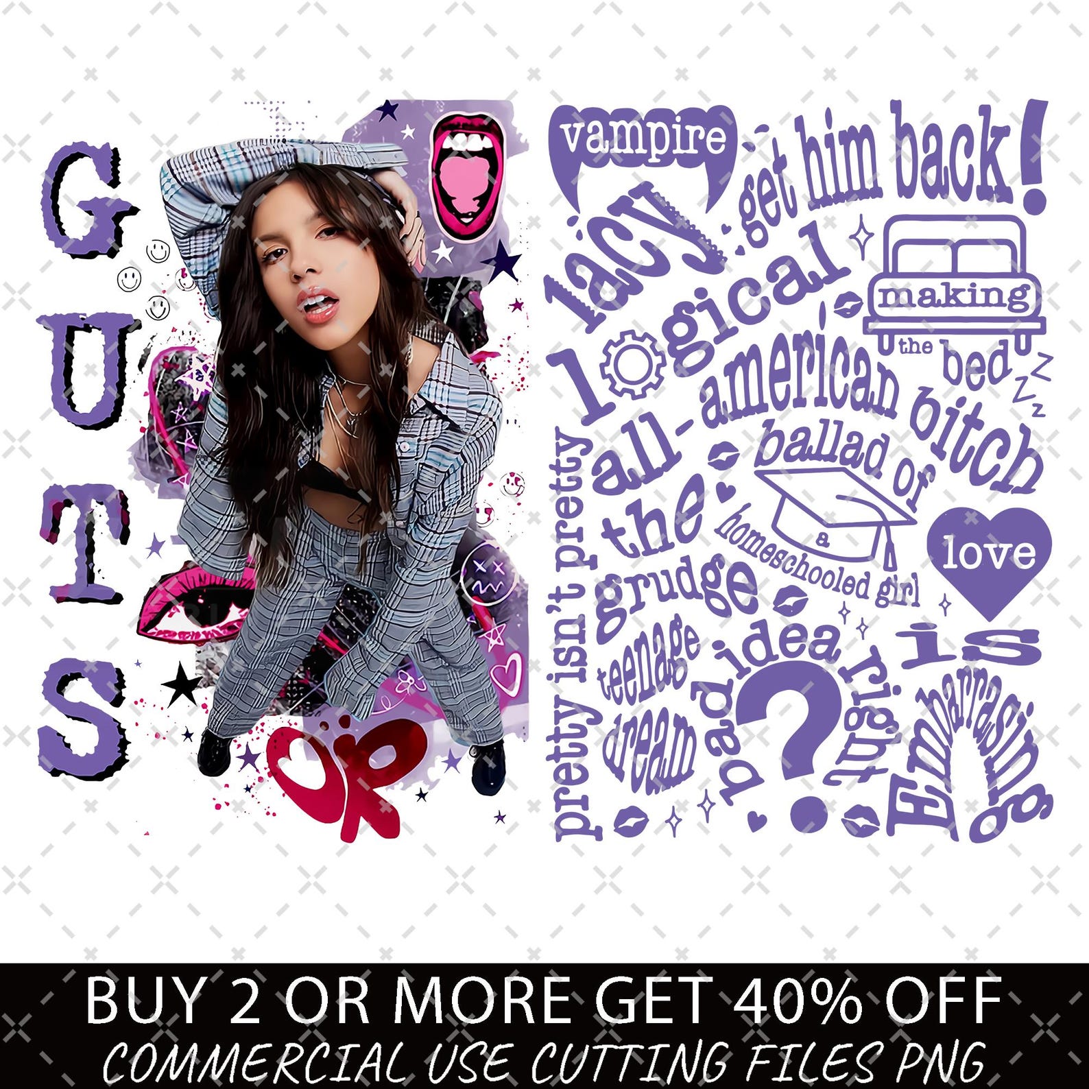 Vintage Olivia Rodrigo Png, GUTS Album Olivia Tour Png, Good 4 U Png ...