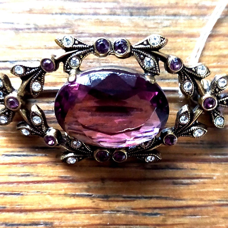 Purple Stone Brooch - Etsy