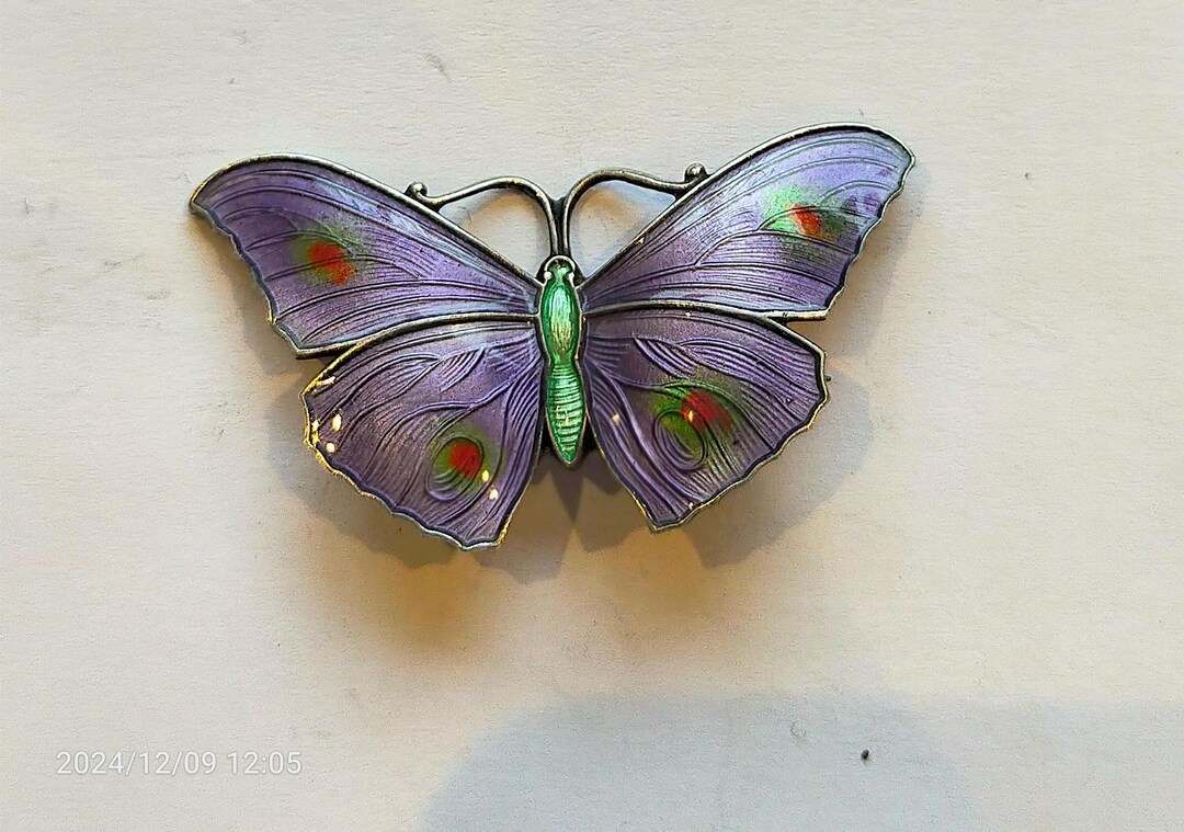RARE JAS Atkins Suffragette Purple and Green Butterfly Brooch Enamel ...