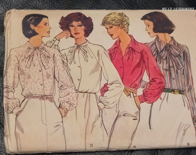 Rare Uncut Vogue 4 Tie Front Blouses Sewing Pattern. Ideal for Modern ...