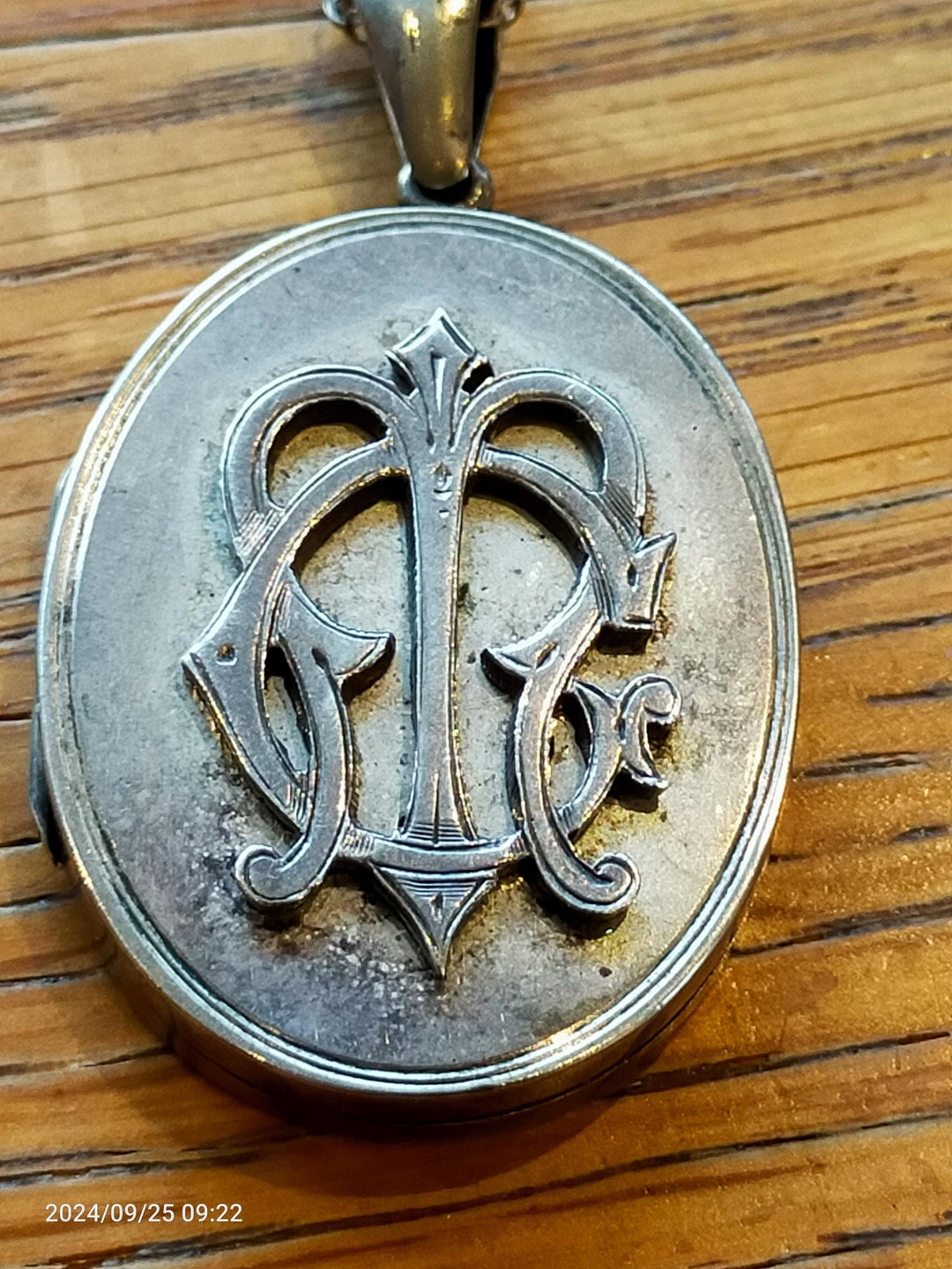 1800s Victorian Silver Locket With Letters C M and 18-inch Silver Chain ...