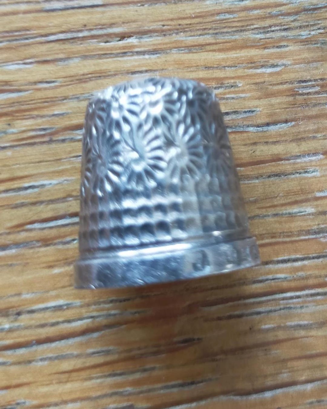 Rare Antique Silver Thimble With Flowers Slightly Bent 3/4" High Size 7 ...
