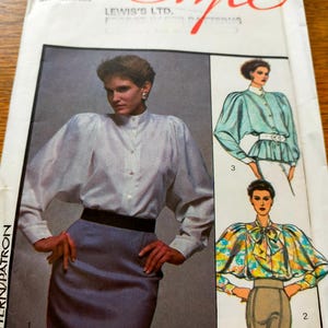 Long Sleeve Blouse High Neck and V Detail No Collar or With Bow. Style ...