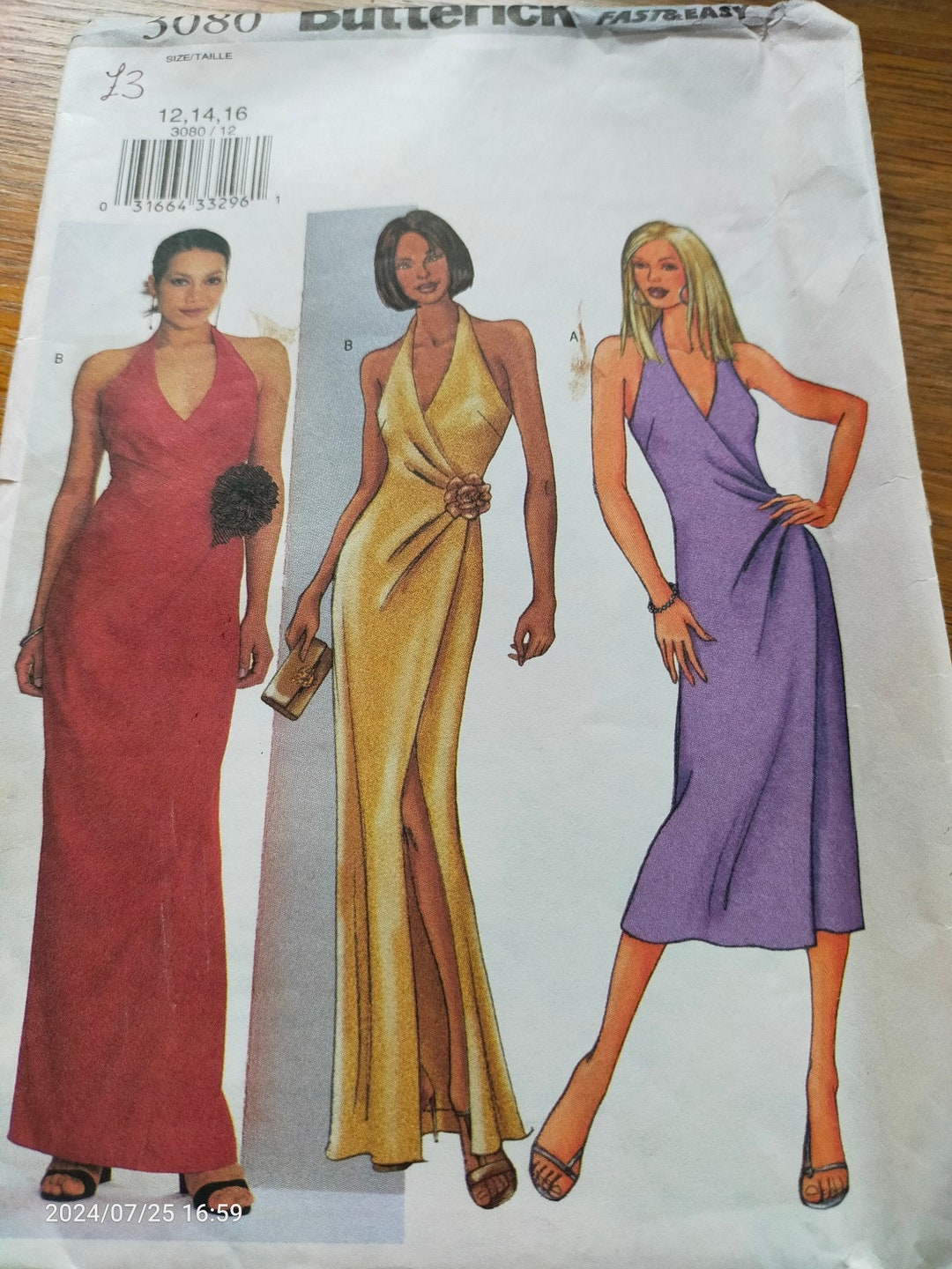 2000s Long Evening Dress 3 Options Vintage Sewing Pattern Butterick ...