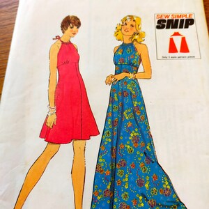Vintage 1970s Draw String Neck Dress Long or Short. High Bodice. Style ...
