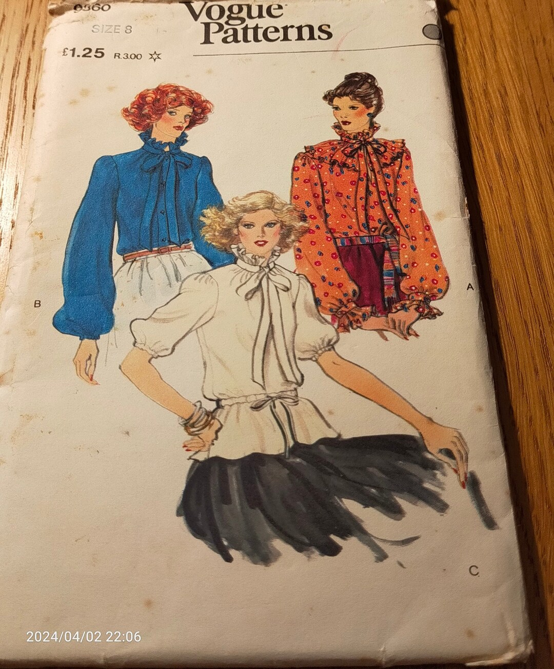 1990s Vogue Sewing Pattern UK Design 9860 3 Different Blouses With ...