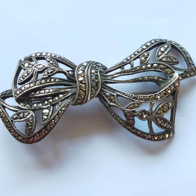 Marcasite Bow Brooch - Etsy