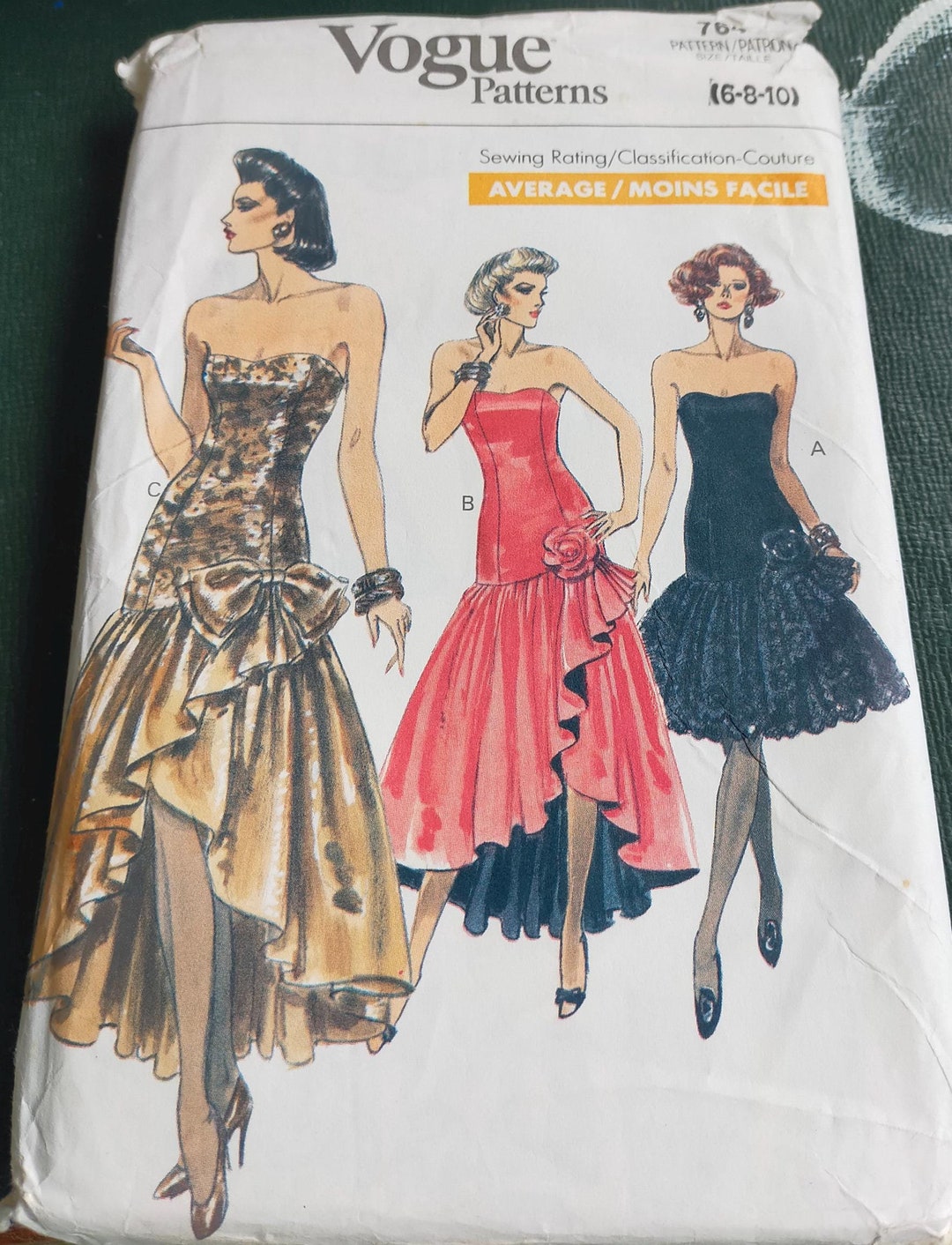 Rare 1980s Vogue Waterfall Evening Dress Sleeveless and Backless Uncut ...