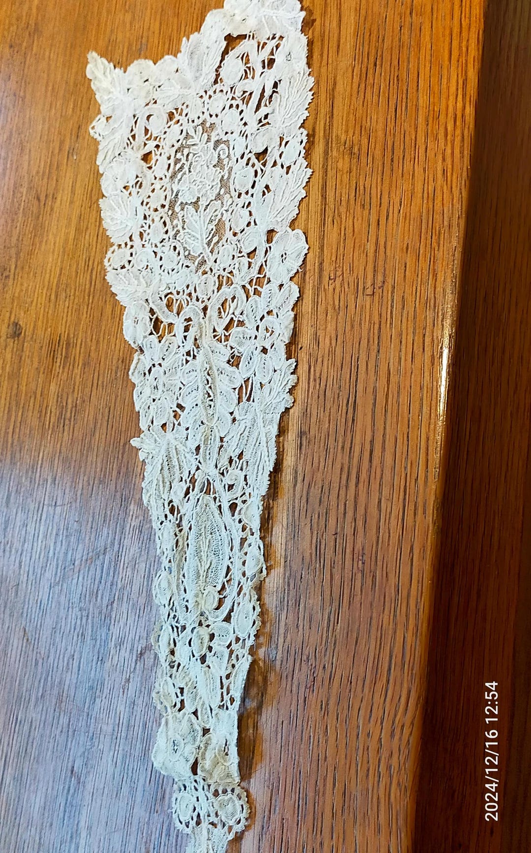 Antique Victorian Honiton Lace Modesty or Dress Insert With Embroidered ...