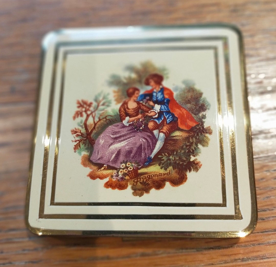 Vintage 1950s Signed Colibri Courting Couple Picture on Cream Enamel ...