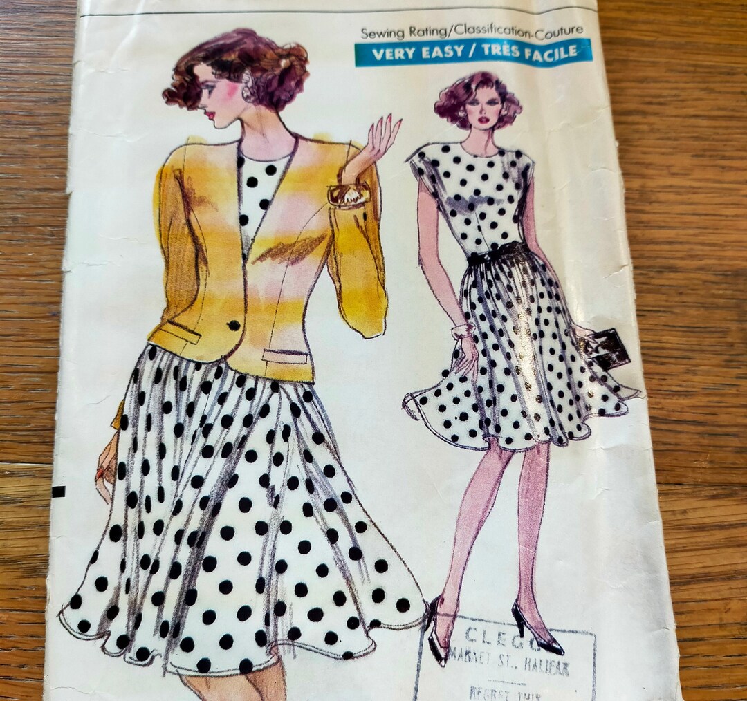 Vogue Dress and Jacket With Gathered Skirt and 1 Button Jacket Vintage ...