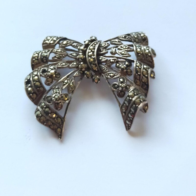 Marcasite Bow Brooch - Etsy