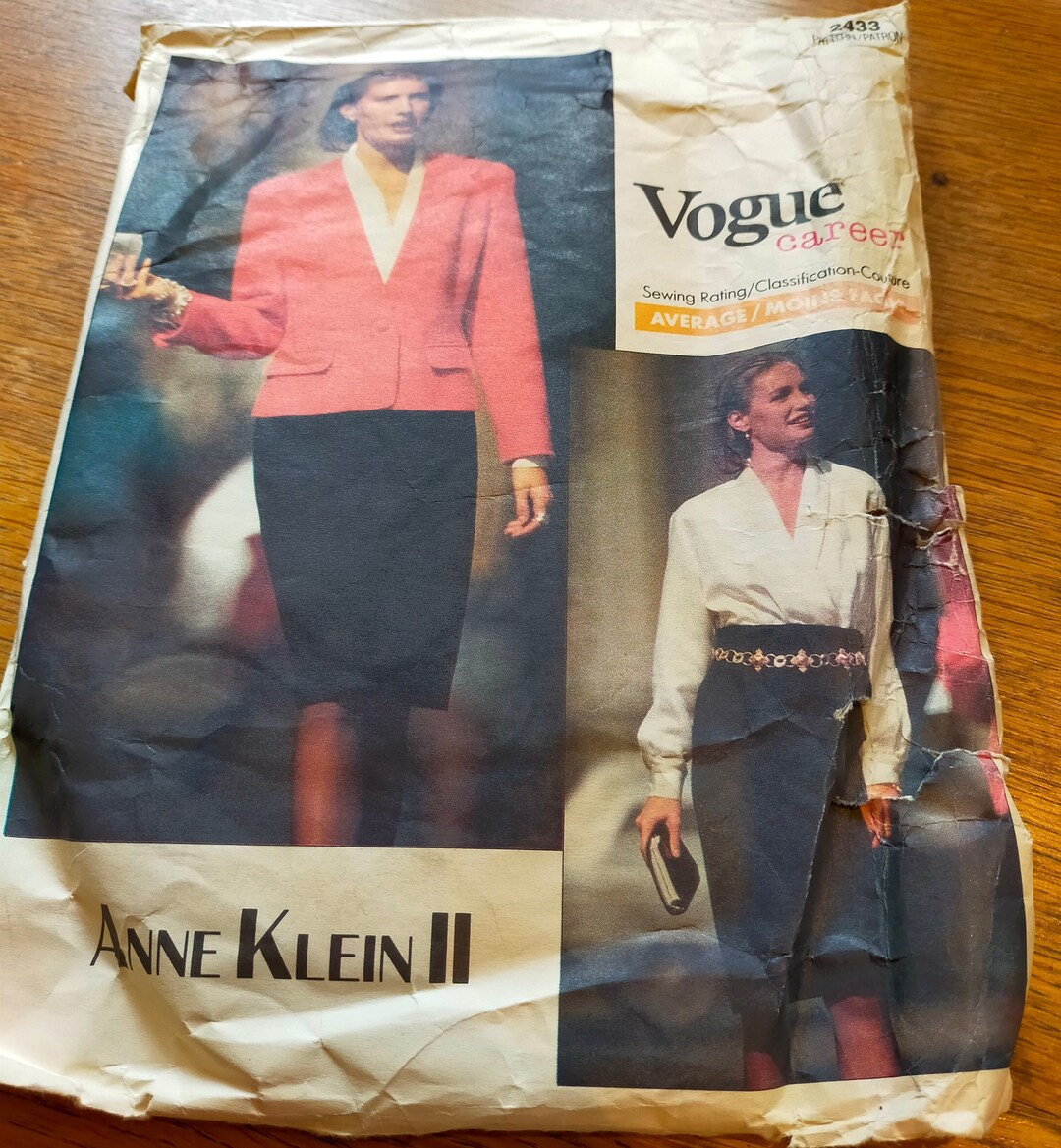 Anne Klein Jacket & Straight Skirt Vintage Sewing Pattern Vogue 2433 ...