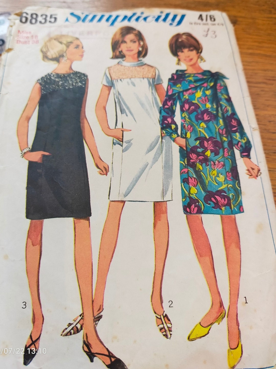 Vintage Dress Sewing Pattern - Bust 38" 1960s Simplicity 6835. We Ship ...