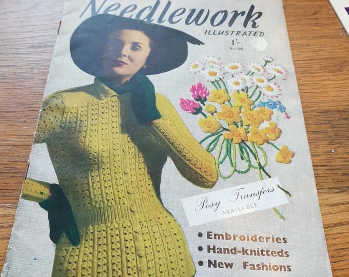 Original 1940s Needlework Illustrated Magazine. 195 Includes Embroidery ...