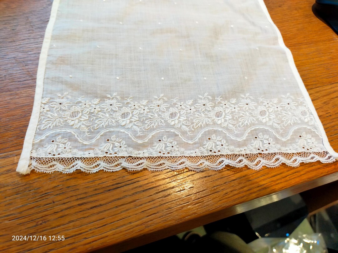 Antique Victorian Lace Modesty or Dress Insert With Embroidered Needle ...
