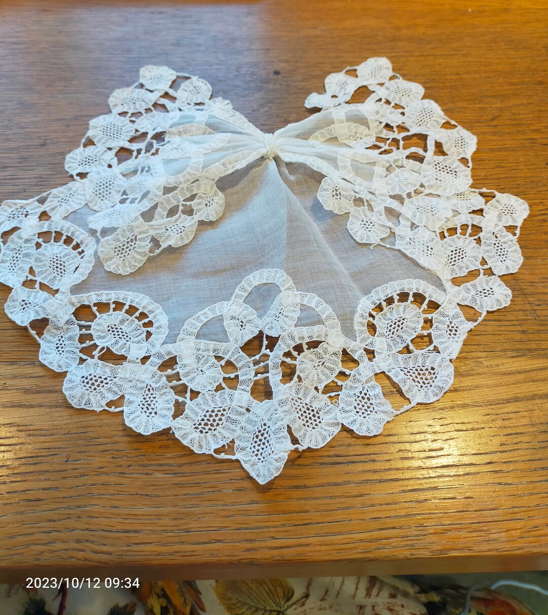 1 White Hand Made Intricate Design Lace French Jabot With Bow and ...
