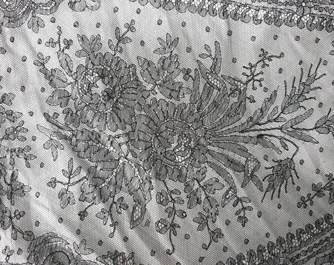 Antique 1800s French Chantilly Lace Mourning Shawl With Minor Damage ...