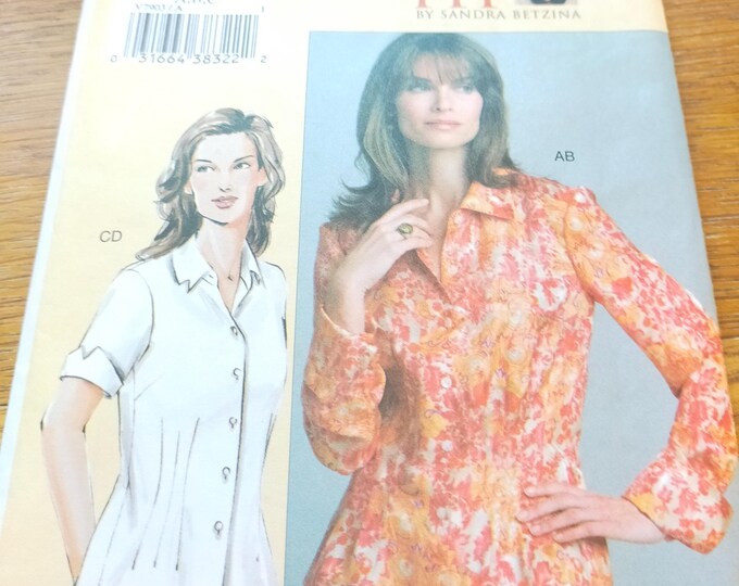 Vogue Designer Blouse Sewing Pattern - Sandra Betzina - UK Sizes 10-14 ...