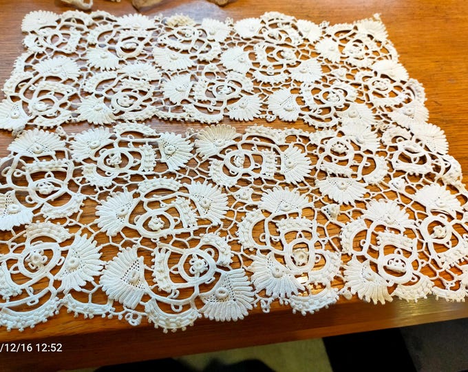 Antique Irish Lace Very Deep Cuffs Floral & Shell Design, 1800s ...