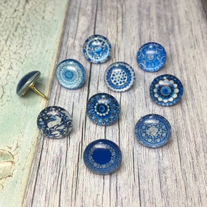 Decorative Push Pins Blue & White Push Pins Blue Patterned - Etsy